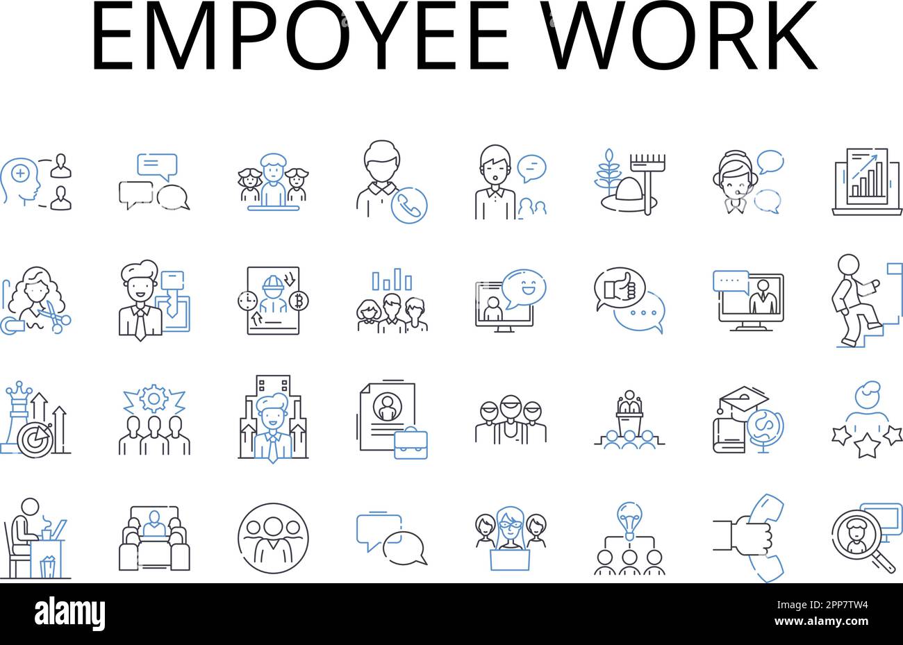 Empoyee work line icons collection. Staff duties, Labor inputs ...