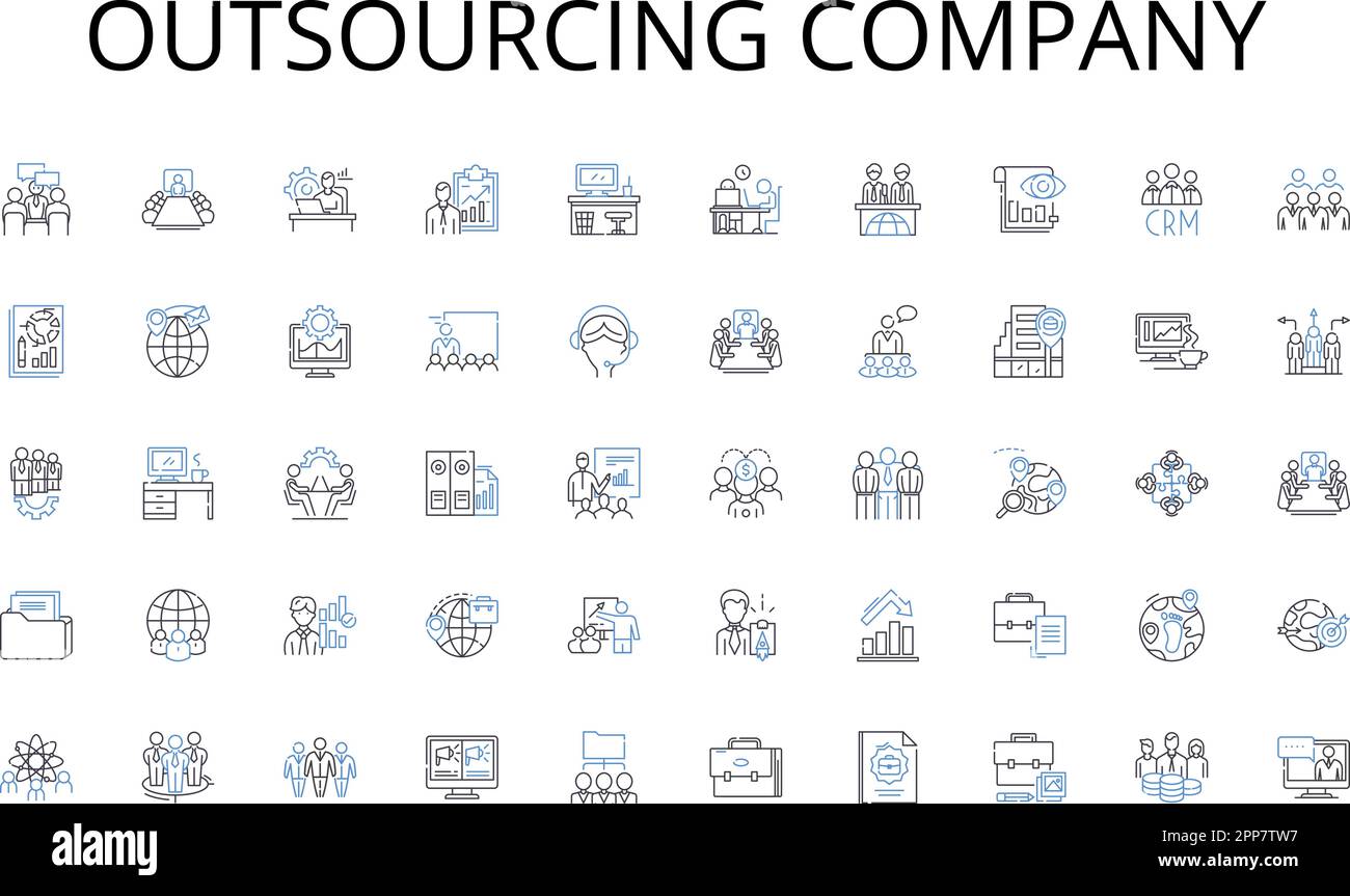 Outsourcing company line icons collection. Connection, Dialogue ...