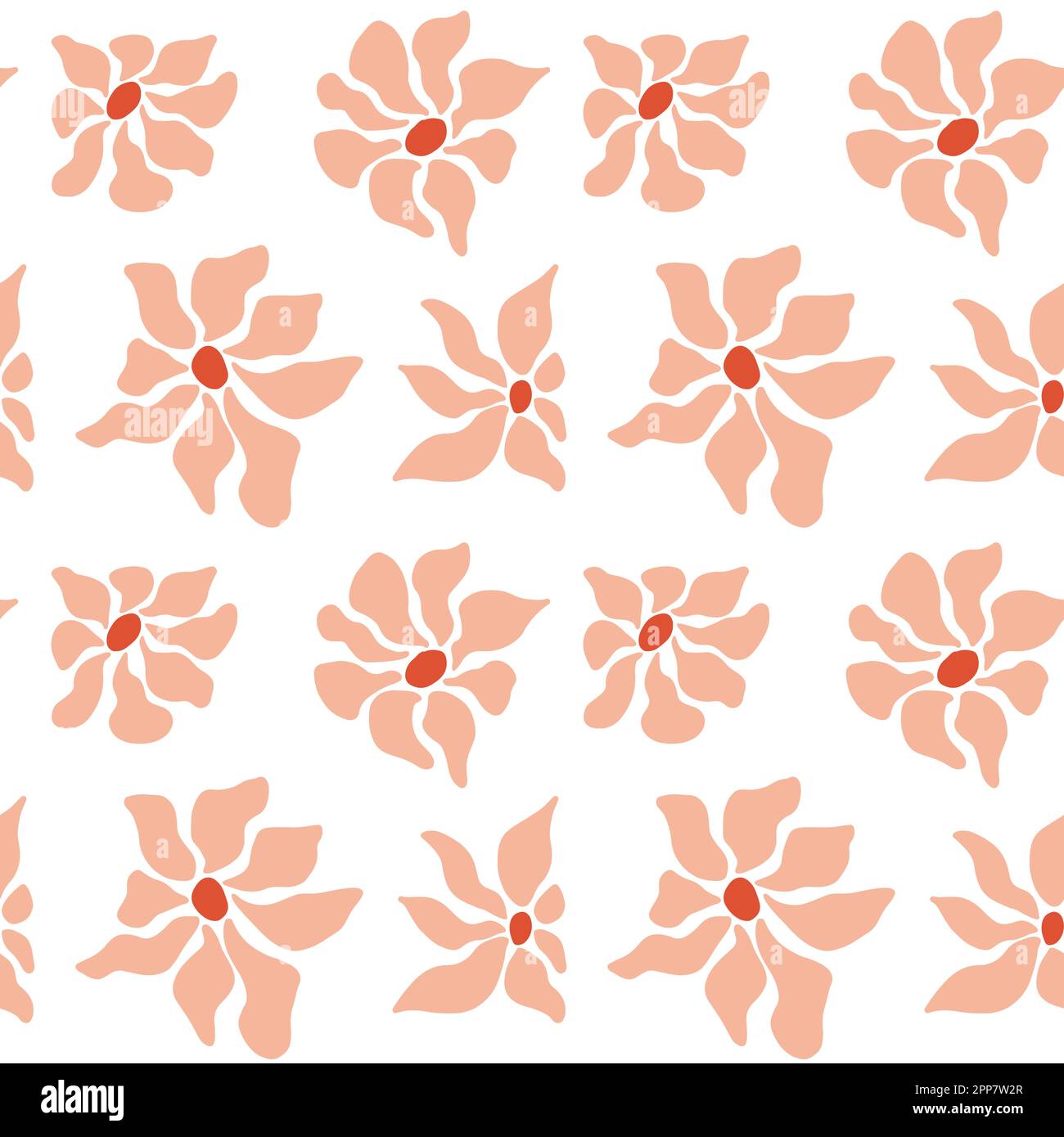 Hand drawn organic cut out flowers in modern style seamless pattern on ...