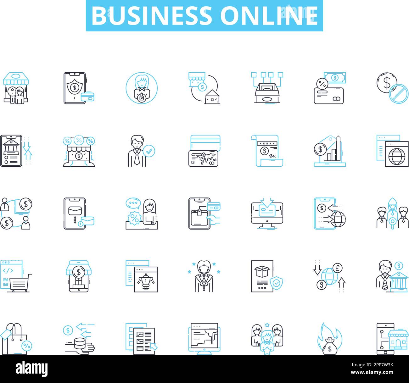 Business online linear icons set. E-commerce, Digital, Start-up, Innovation, Marketing ...
