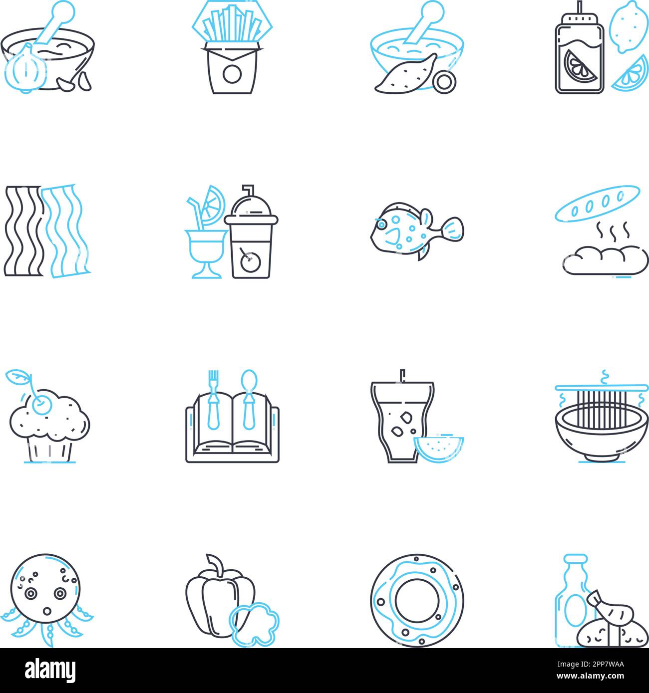 Cake Shop Linear Icons Set Confectiry Pastry Bakery Desserts Sweet