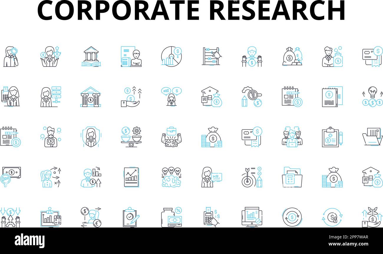 Corporate research linear icons set. Innovation, Strategy, Market ...