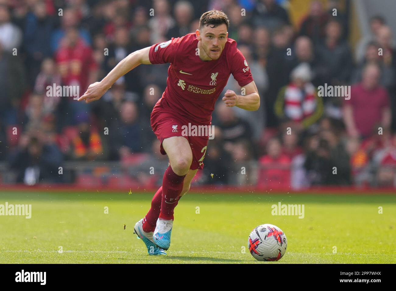Andrew Robertson #26 of Liverpool during the Premier League match ...
