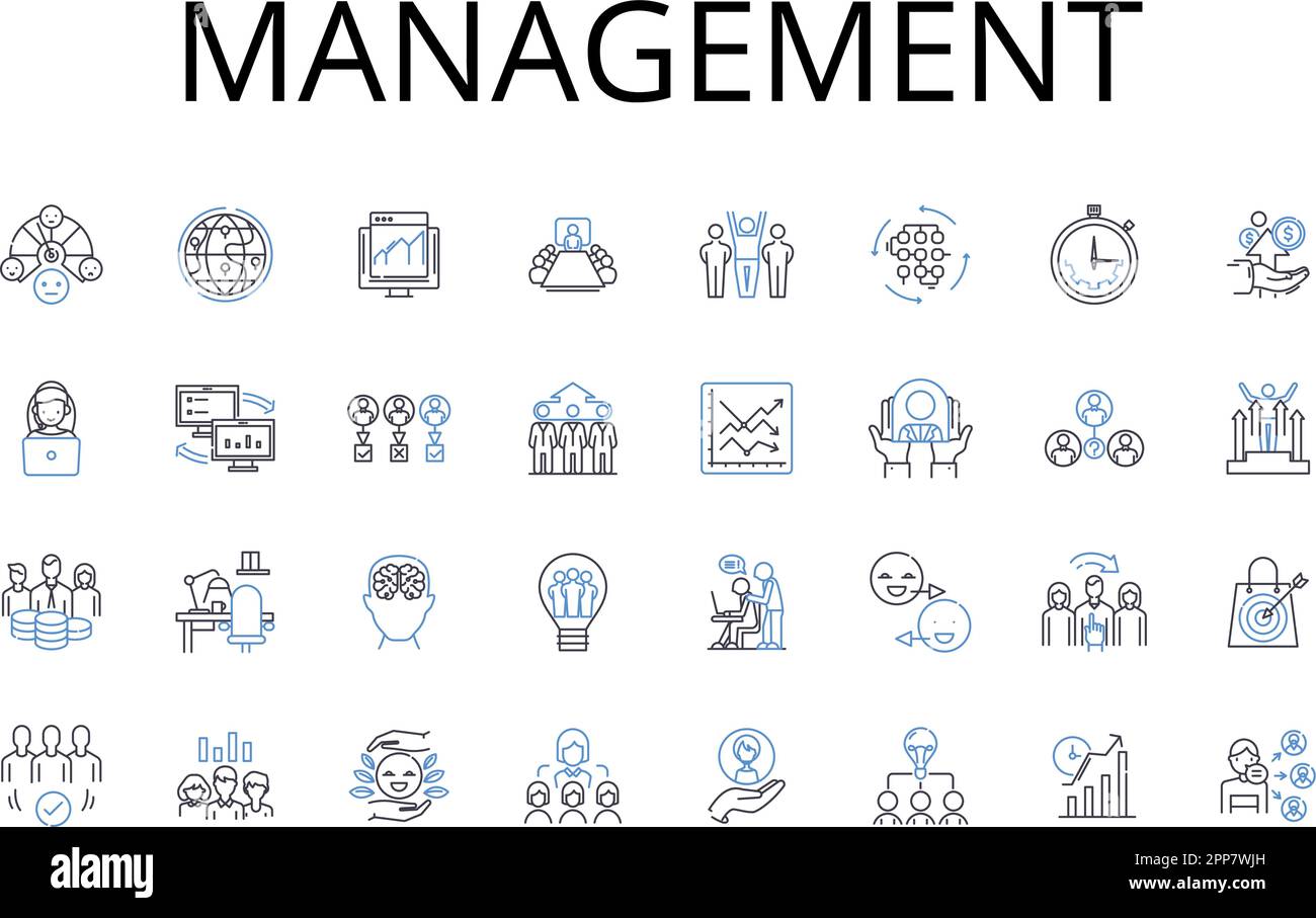 Management Line Icons Collection Administration Control Supervision