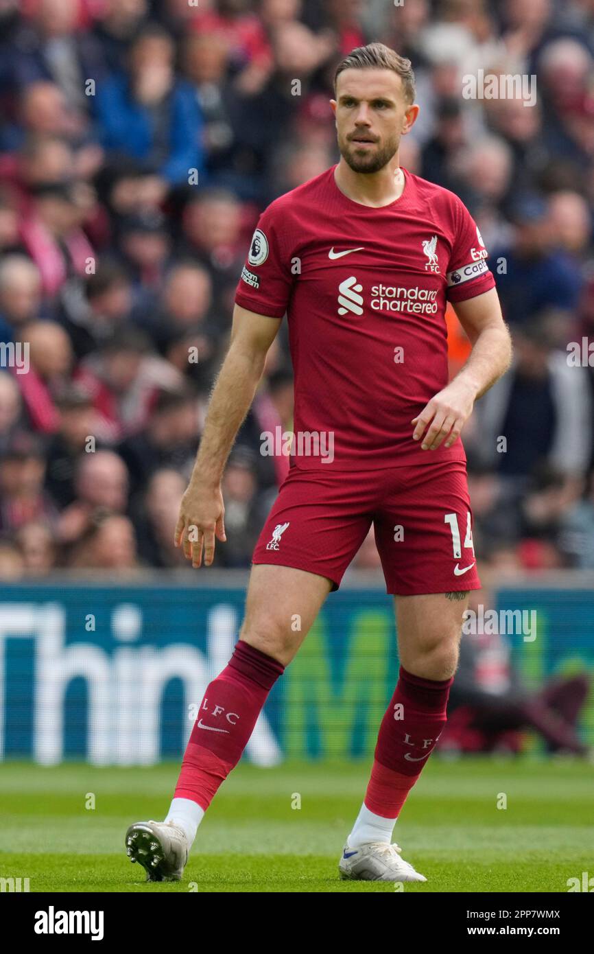 Jordan Henderson #14 of Liverpool during the Premier League match ...