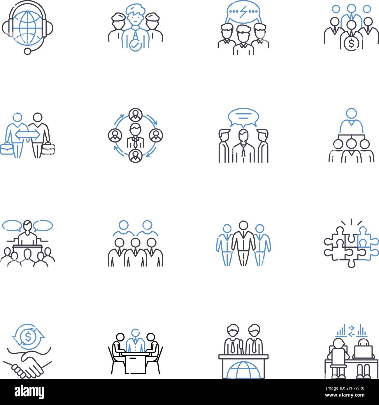 Business Unity line icons collection. Synergy, Partnership, Cohesion ...