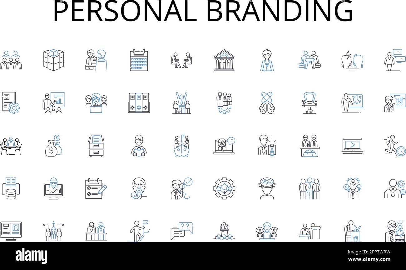 Personal branding line icons collection. Leadership, Management ...