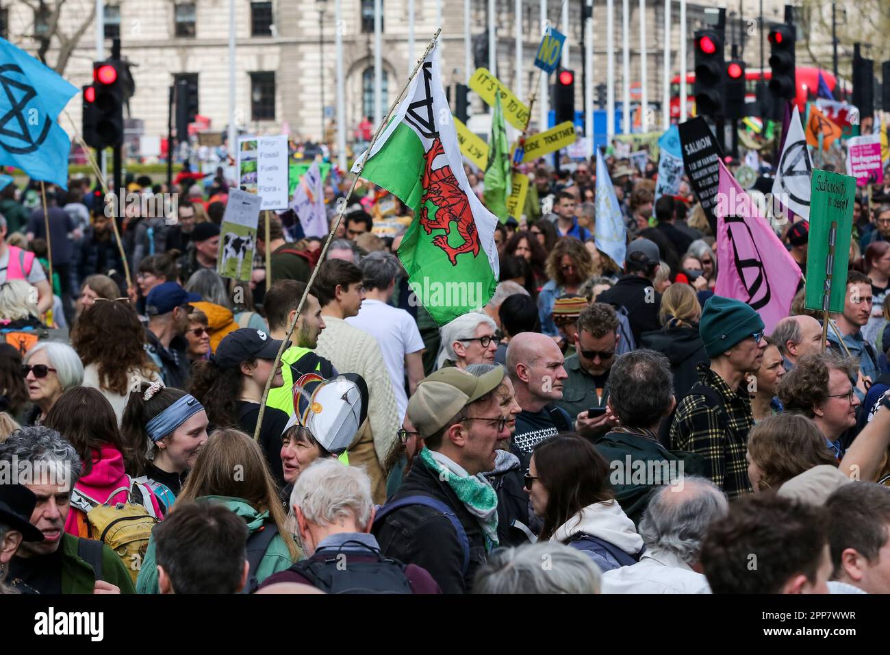 London, UK. 22nd Apr, 2023. Thousands of Extinction Rebellion members ...