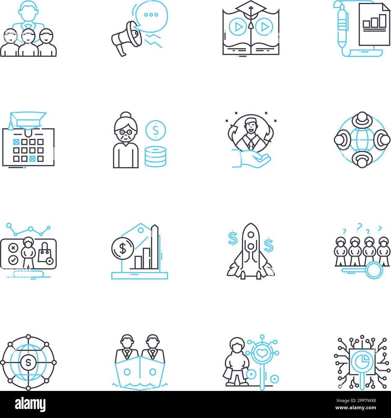 Teamwork Co-operation linear icons set. Synergy, Collaboration, Unity ...