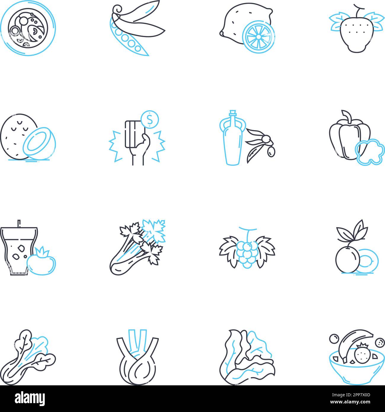 Diner food linear icons set. Burgers, Fries, Milkshakes, Pancakes ...