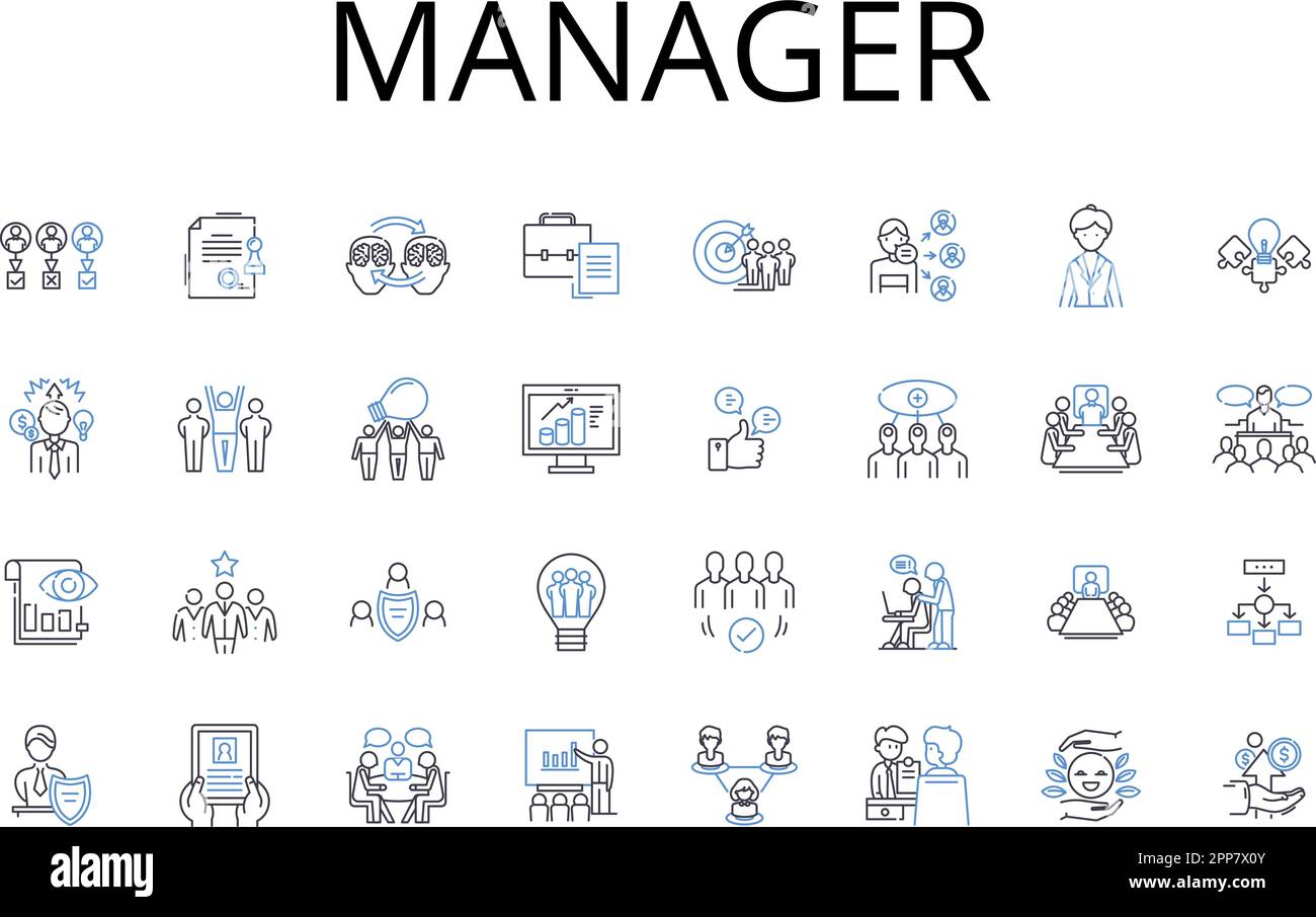 Manager line icons collection. Supervisor, Director, Head, Administrator, Boss, Chief ...