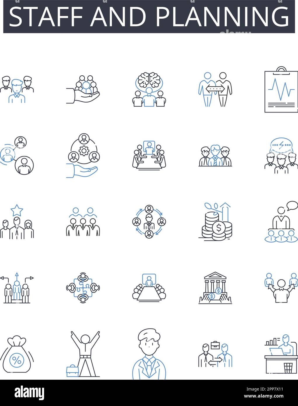 Staff and planning line icons collection. Field, Crop, Farm, Soil ...