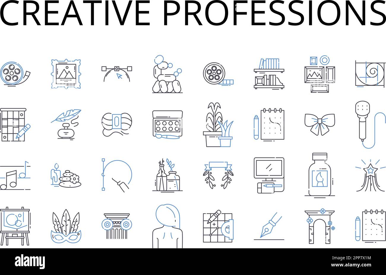 Creative professions line icons collection. Fashion industry, Media ...