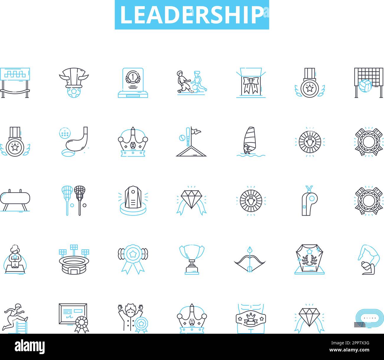 Leadership linear icons set. Vision, Empowerment, Influence, Integrity ...