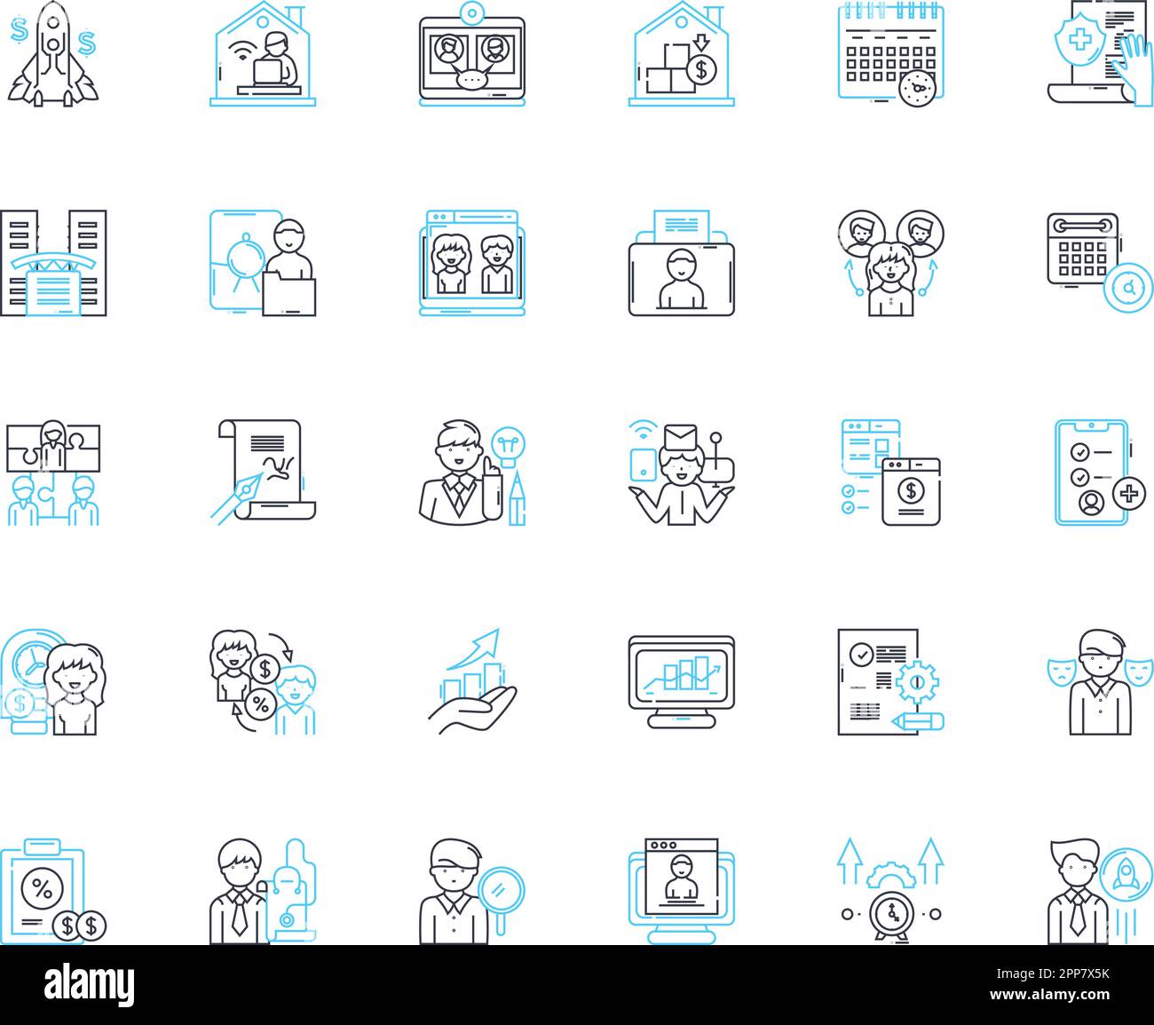 Career linear icons set. Growth, Success, Ambition, Fulfillment, Progress, Achievement ...