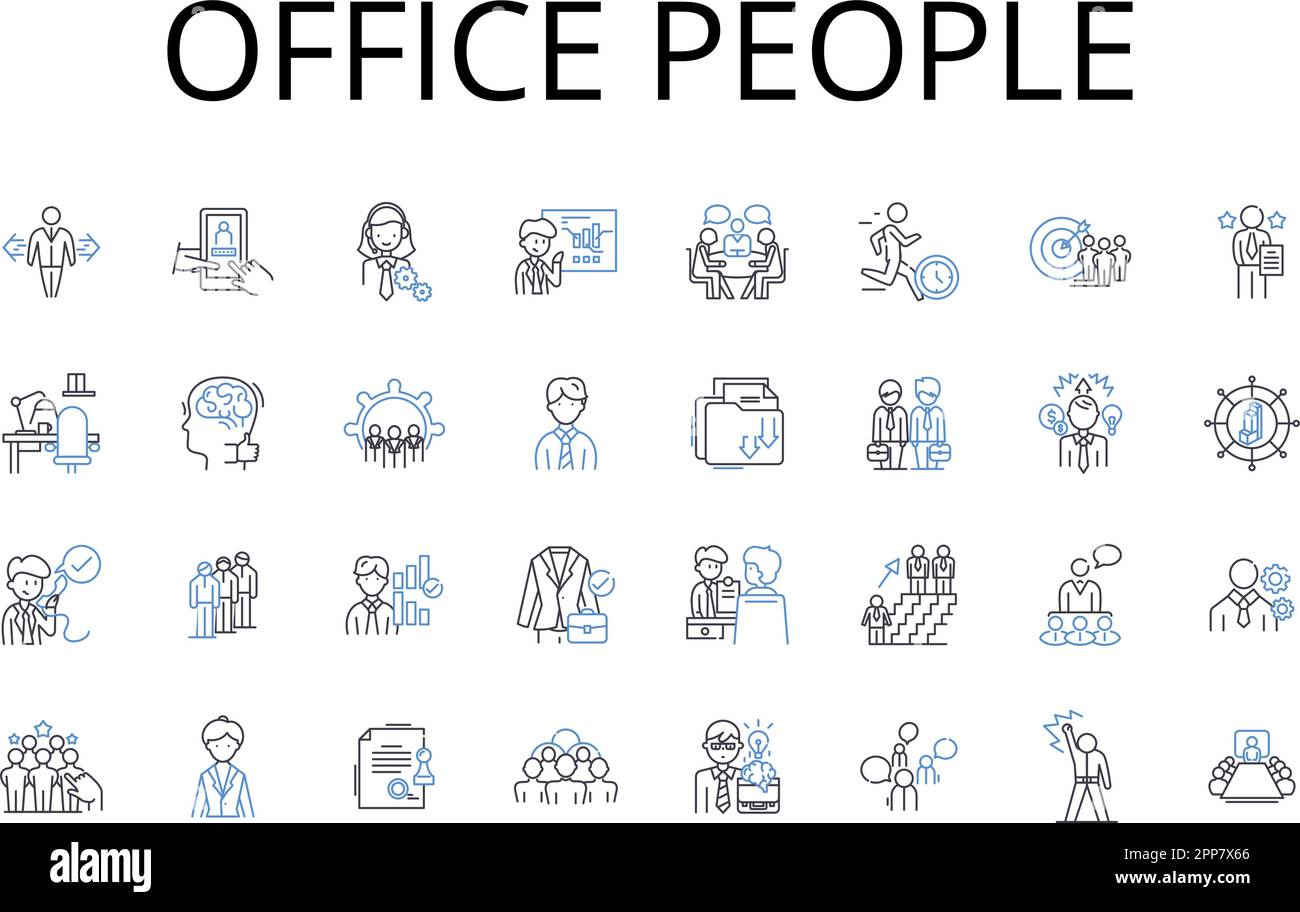 Office people line icons collection. White collar workers, Corporate personnel, Employees, Staff ...