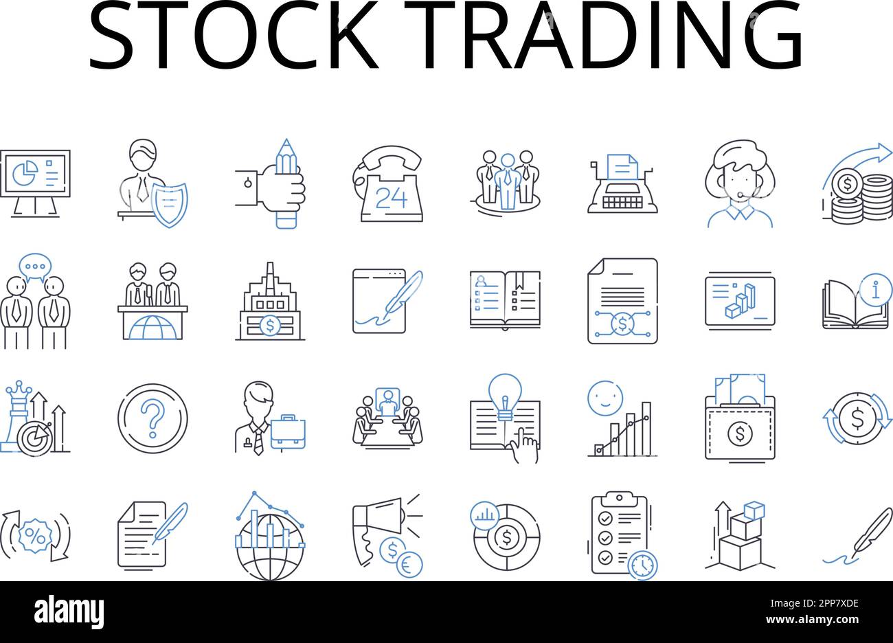 Stock trading line icons collection. Forex trading, Mutual funds ... Stock trading line icons collection. Forex trading, Mutual funds ...