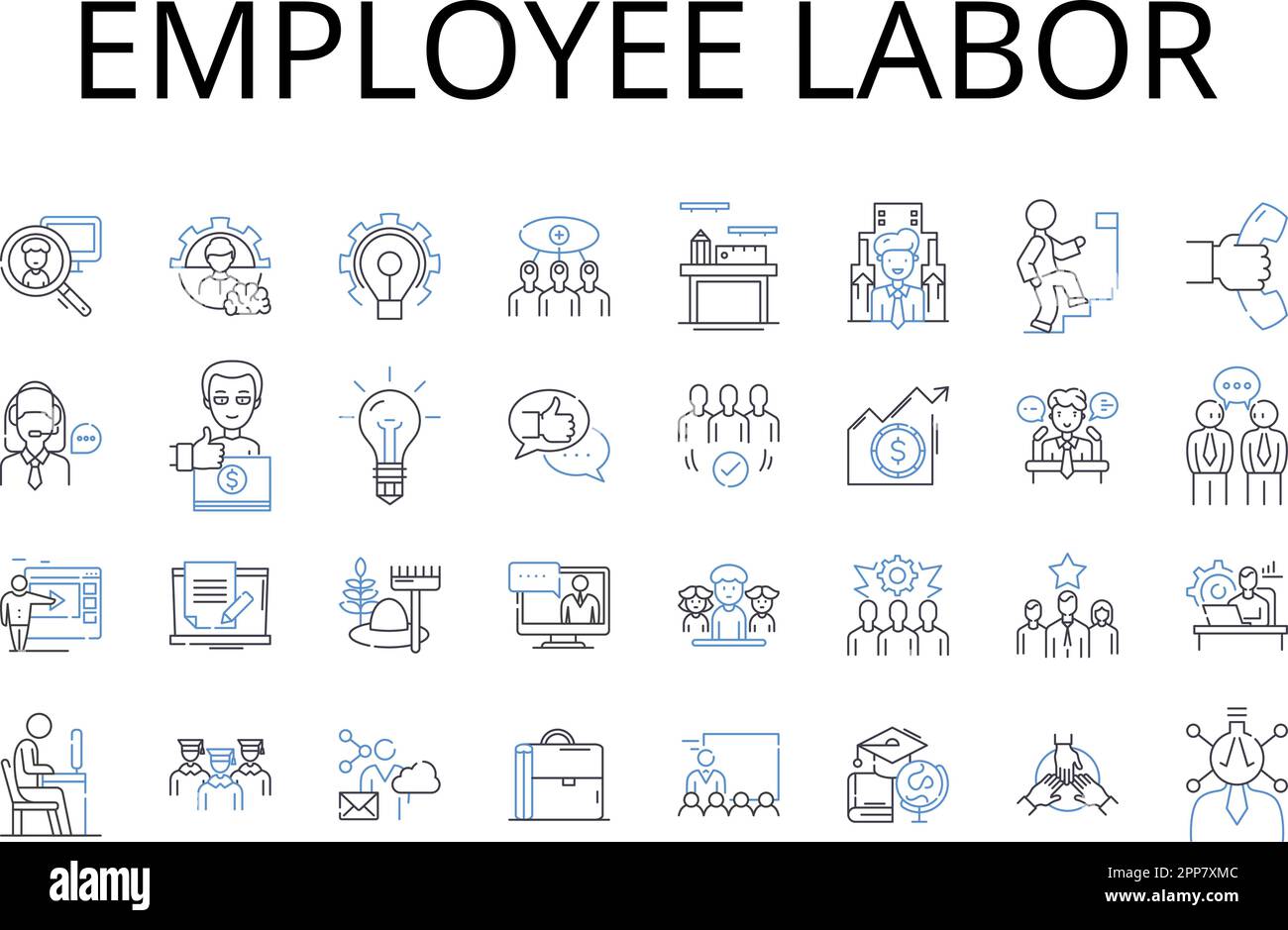 Employee labor line icons collection. Job work, Staff personnel ... Employee labor line icons collection. Job work, Staff personnel ...