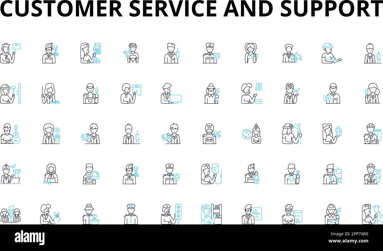 Customer service and support linear icons set. Satisfaction, Empathy ...