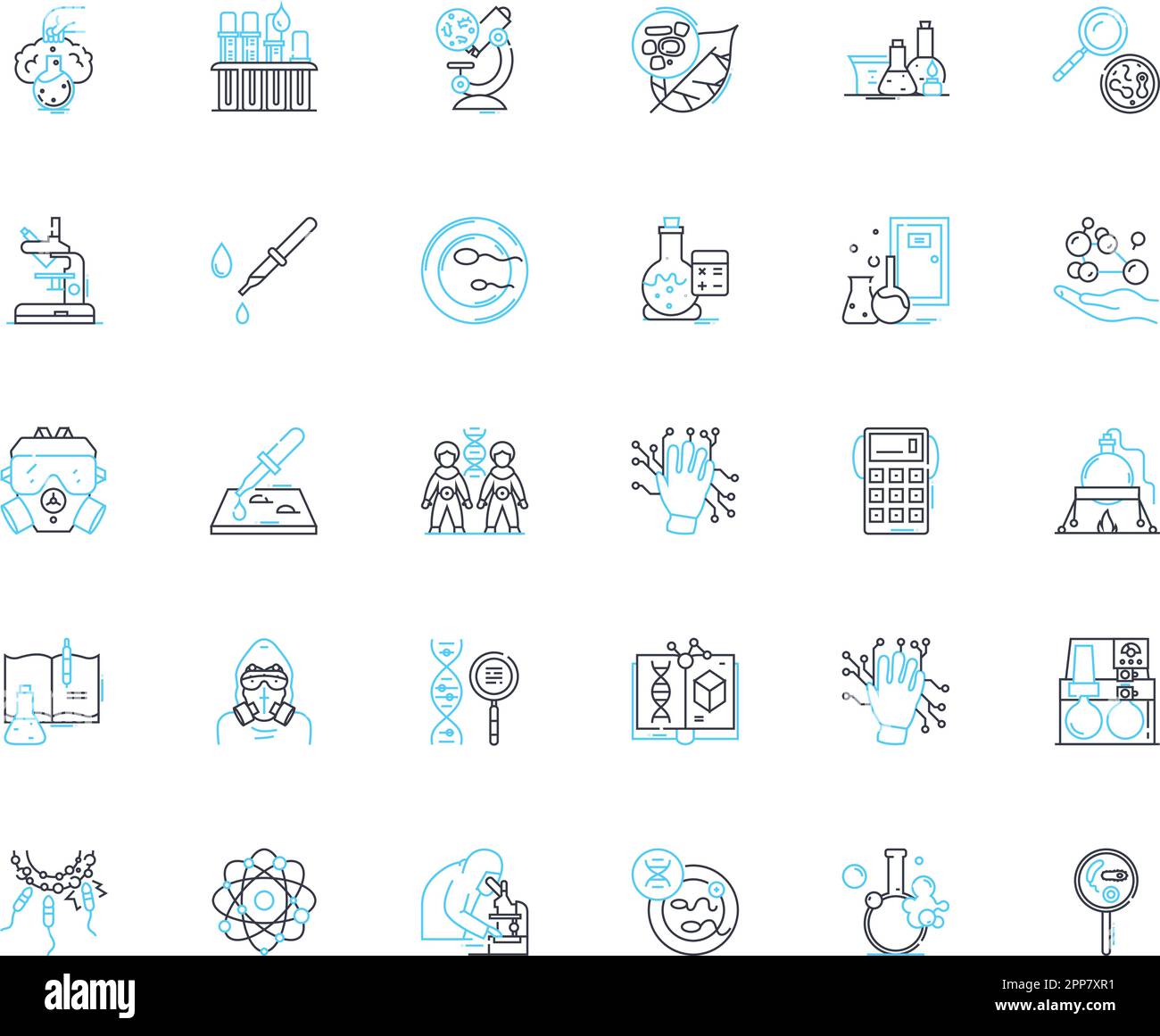 Nanotechnology linear icons set. Nanoparticles, Nanomaterials ...