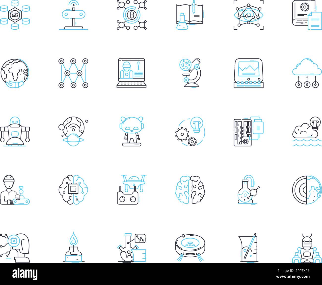 Technological devices linear icons set. Smartph, Tablet, Laptop ...