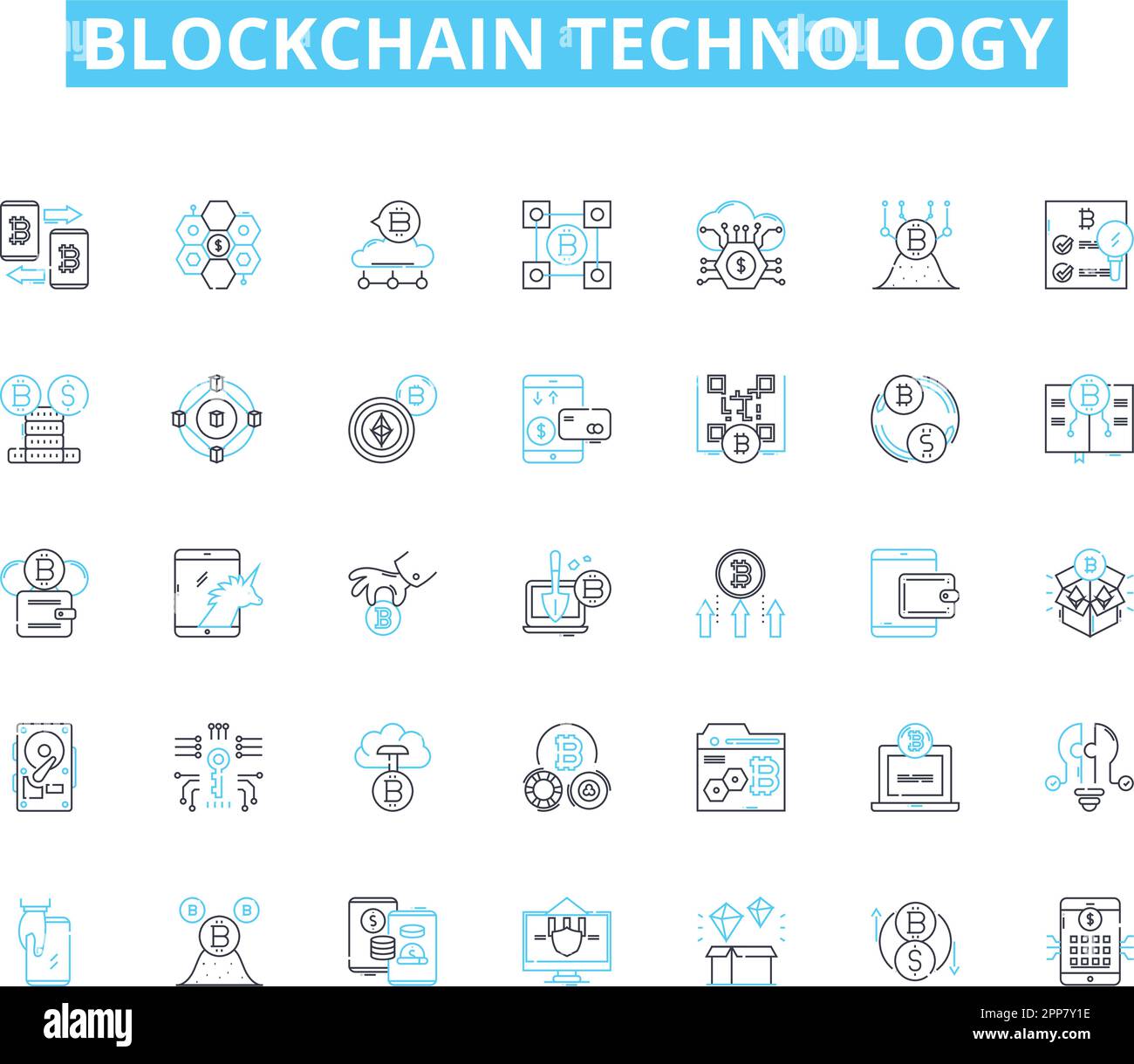 Blockchain technology linear icons set. Cryptography, Decentralization ... Blockchain technology linear icons set. Cryptography, Decentralization ...