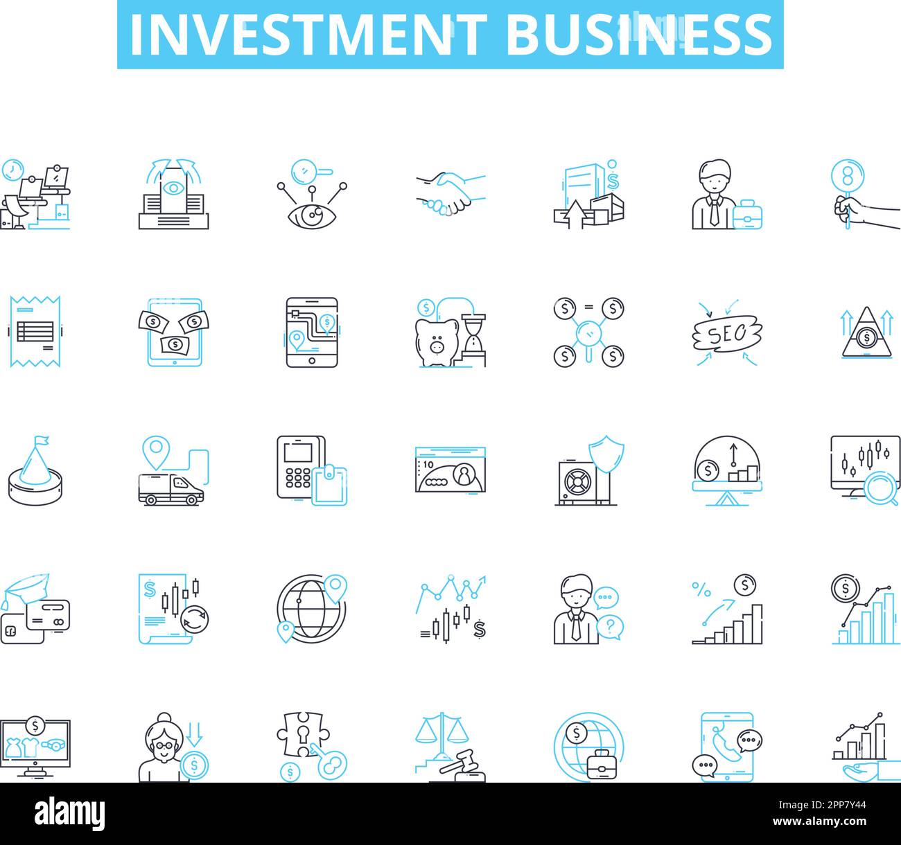 Investment business linear icons set. Portfolio, Diversification, Stock ... Investment business linear icons set. Portfolio, Diversification, Stock ...