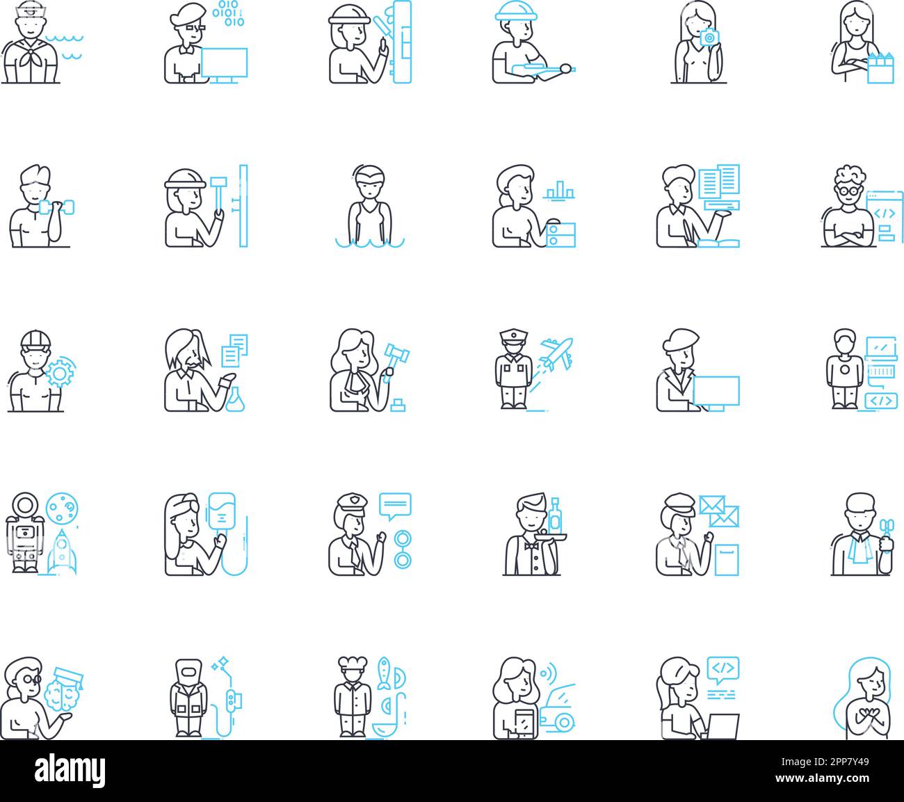 Manager linear icons set. Leadership, Decision-making, Strategy ...