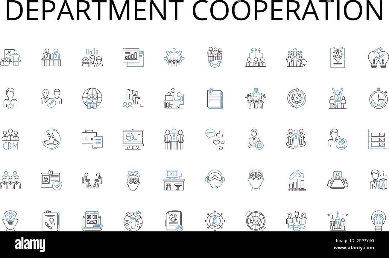 Department Cooperation Line Icons Collection Bonding Community Unity Companionship