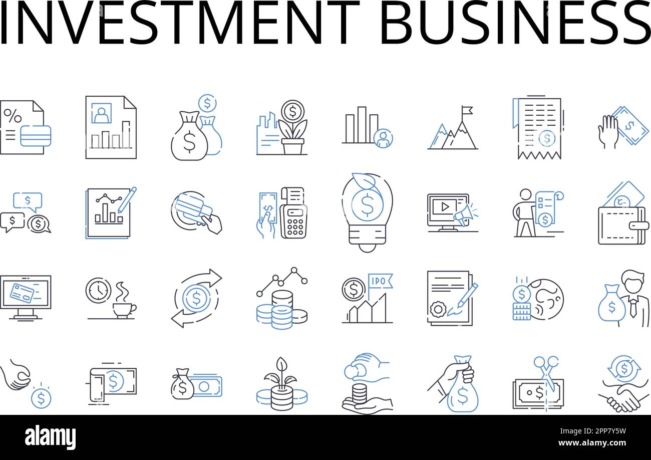 Investment business line icons collection. Finance industry, Trade ...