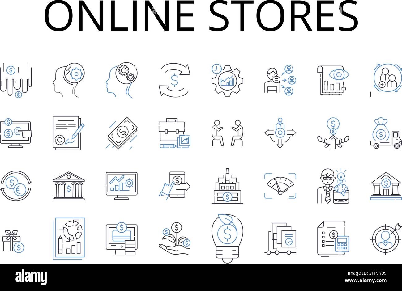 Online stores line icons collection. Web shops, Internet boutiques ...