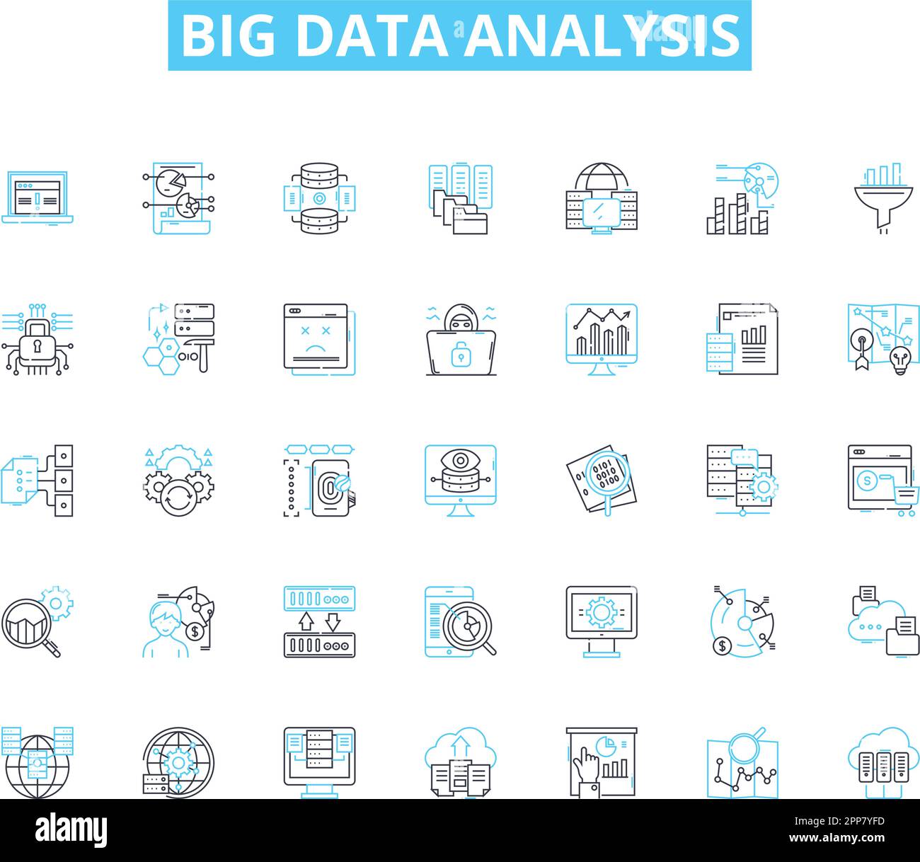 Big Data Analysis Linear Icons Set Analytics Algorithms Clustering Correlations Decision