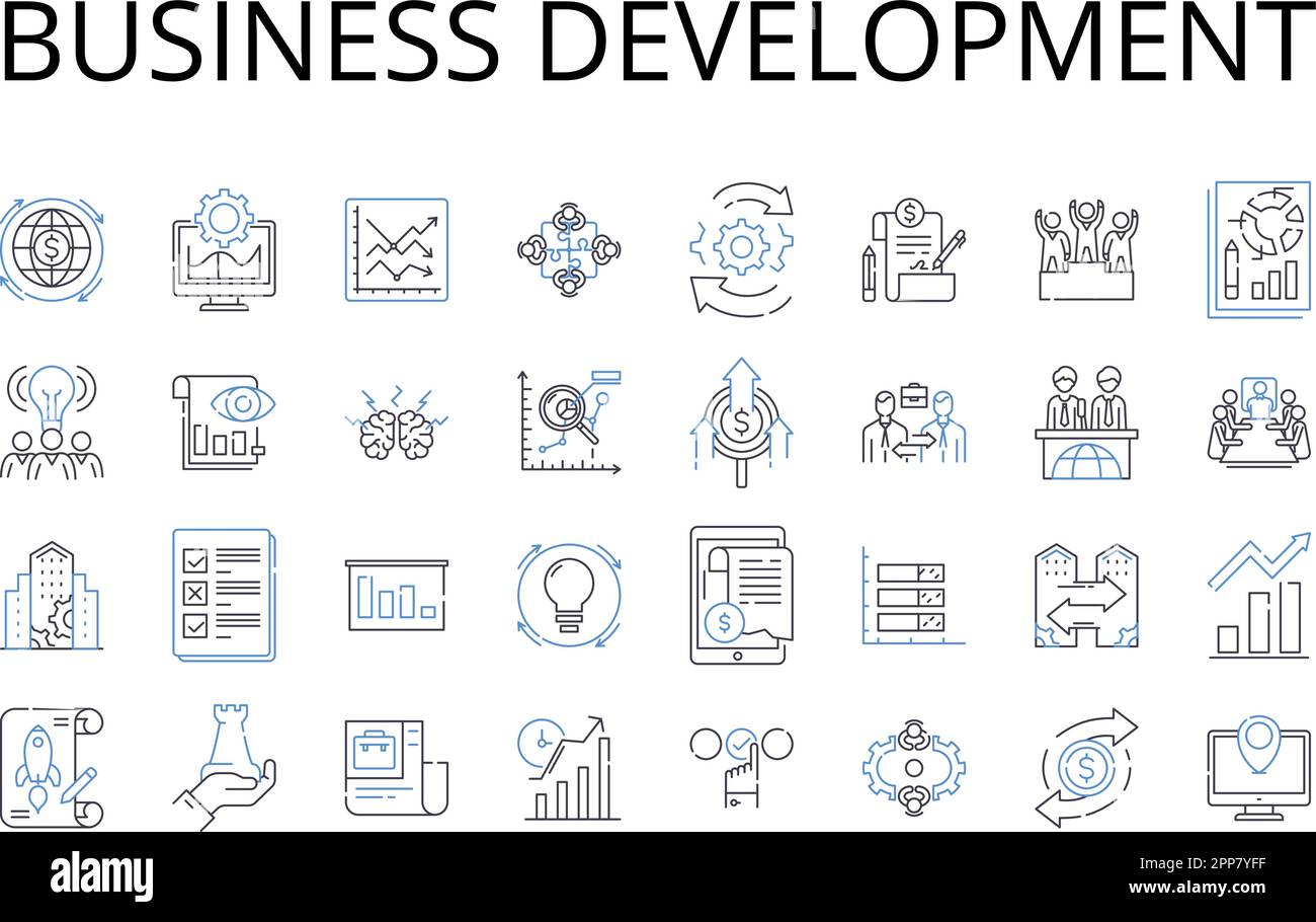 Business development line icons collection. Marketing strategy, Product ...
