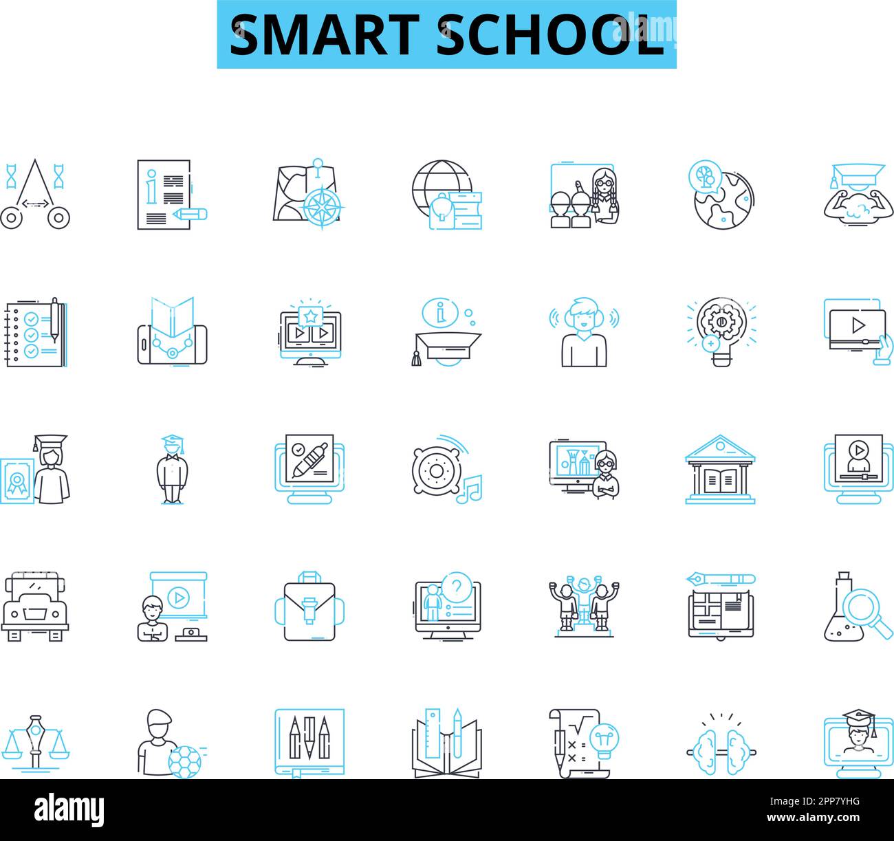 Smart school linear icons set. Innovation, Technology, Efficiency ...