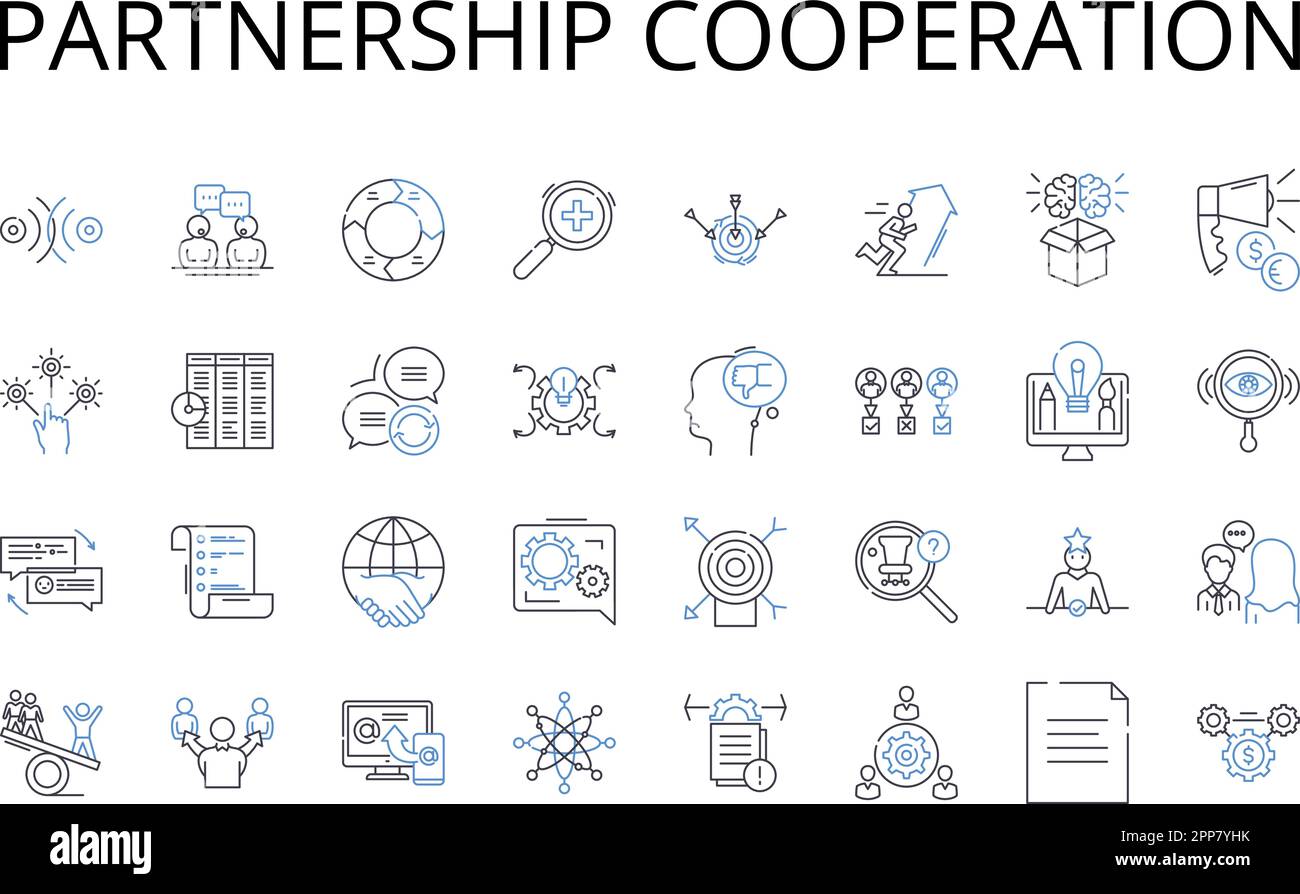 Partnership cooperation line icons collection. Agreement accord, Alliance union, Bond link ...