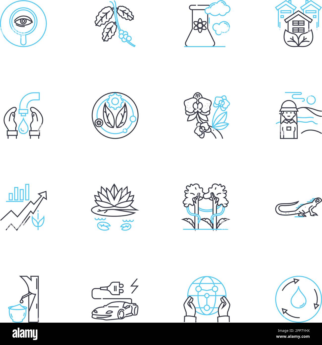 Cultivate green habits linear icons set. Sustainability, Eco-friendly ...