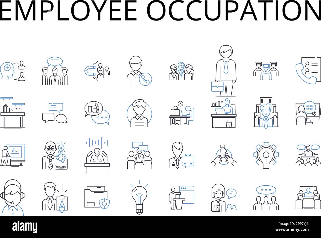 Employee occupation line icons collection. Business profession, Work ...