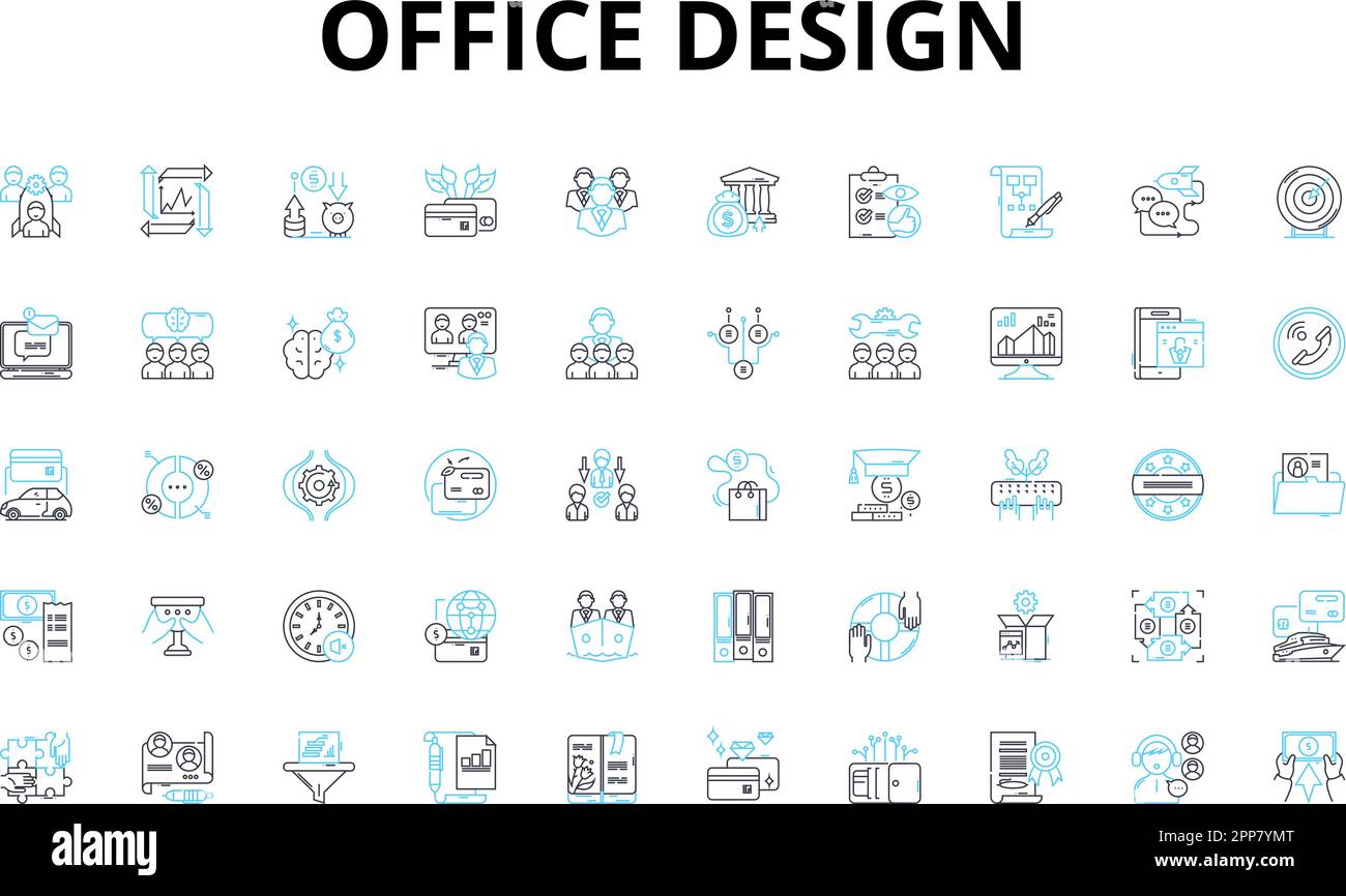 Office Design Linear Icons Set Productivity Efficiency Collaboration
