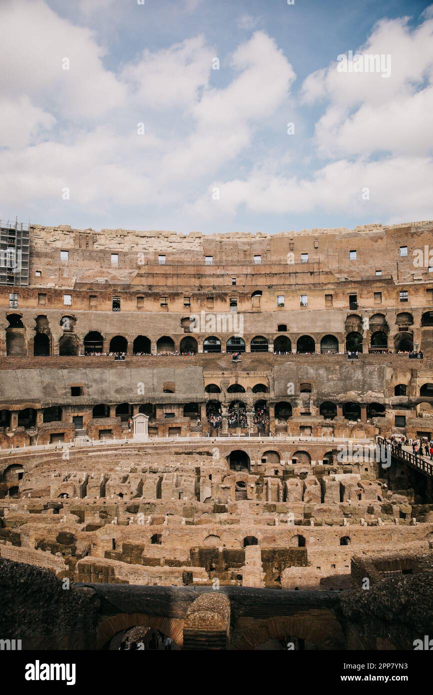 Panoramic View Looking down on the Colosseum in Rome, Italy on a Clear ...
