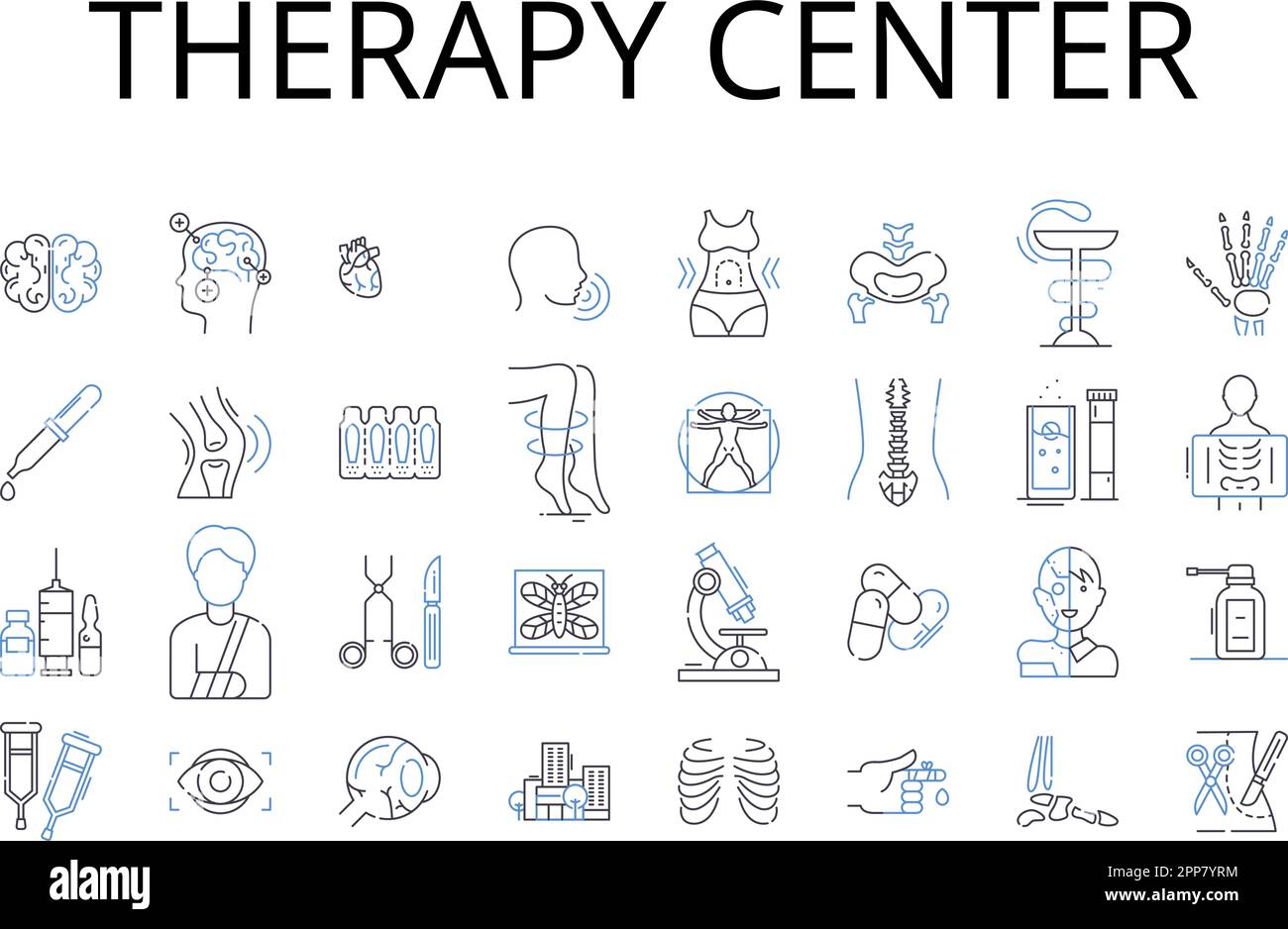 Therapy center line icons collection. Health clinic, Wellness spa ...
