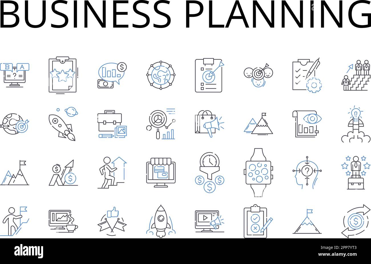 Business planning line icons collection. Marketing strategy, Financial ...