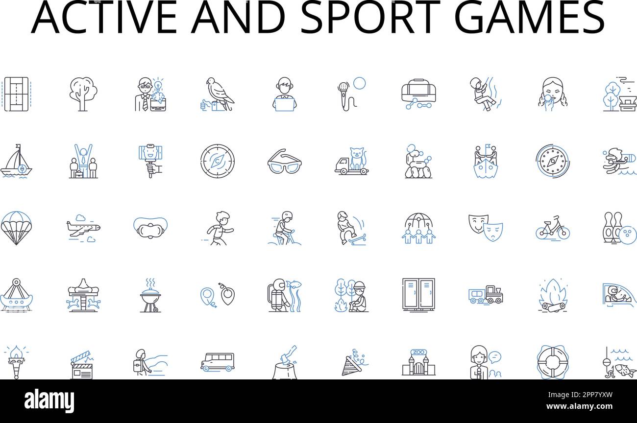 Active and sport games line icons collection. Collaboration, Alliance ...