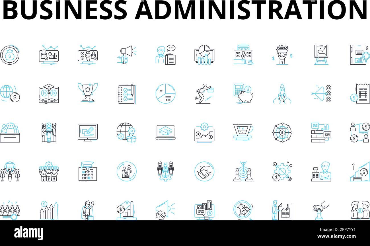 Business administration linear icons set. Management, Leadership ...