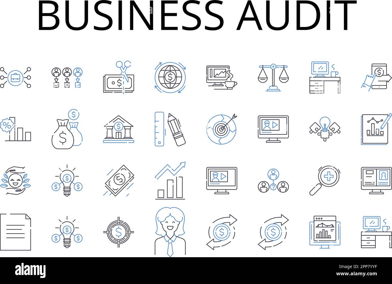 Business audit line icons collection. Financial review, Performance ...