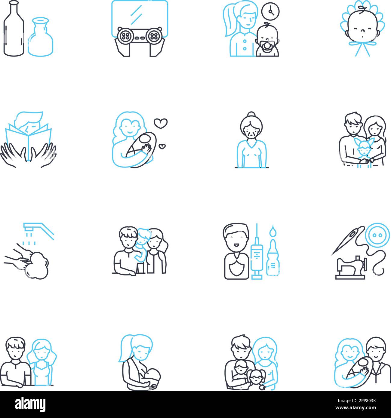Gestation linear icons set. Pregnancy, Fetus, Embryo, Obstetrics ...