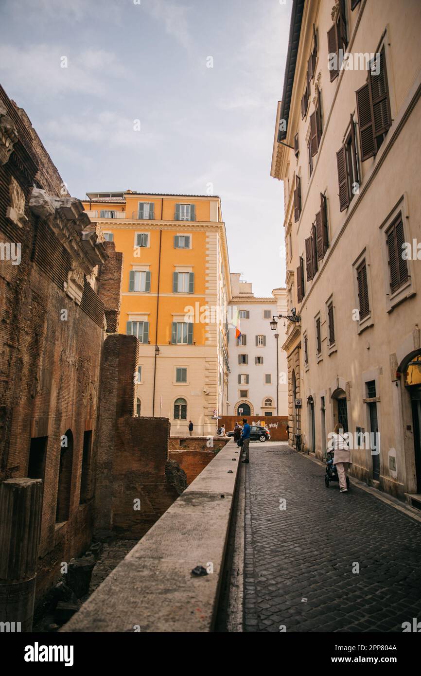 Looking Up at the Historic, Ancient buildings while walking through ...