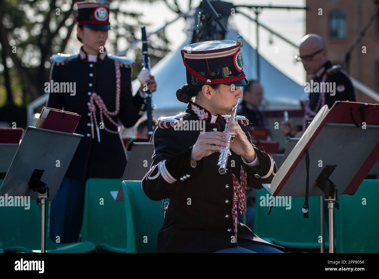 Musicians of the Italian Army Band perform during the ceremony ...