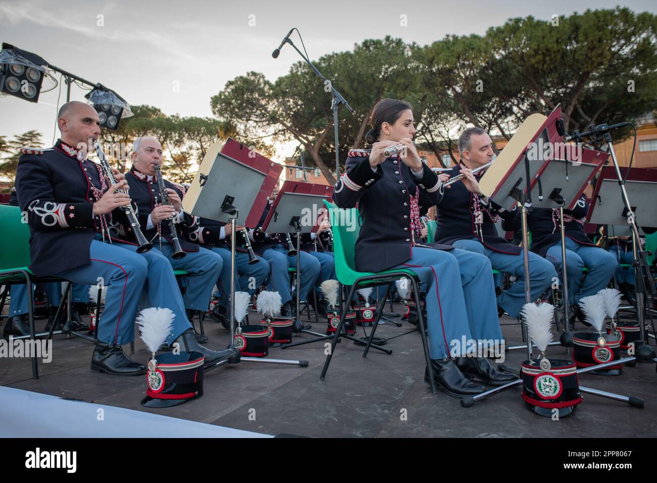 Musicians of the Italian Army Band seen during the event. Figures from ...