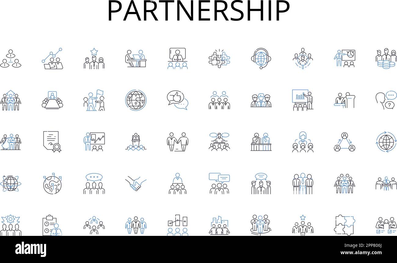 Partnership line icons collection. Collaboration, Planning, Management, Teamwork, Communication ...