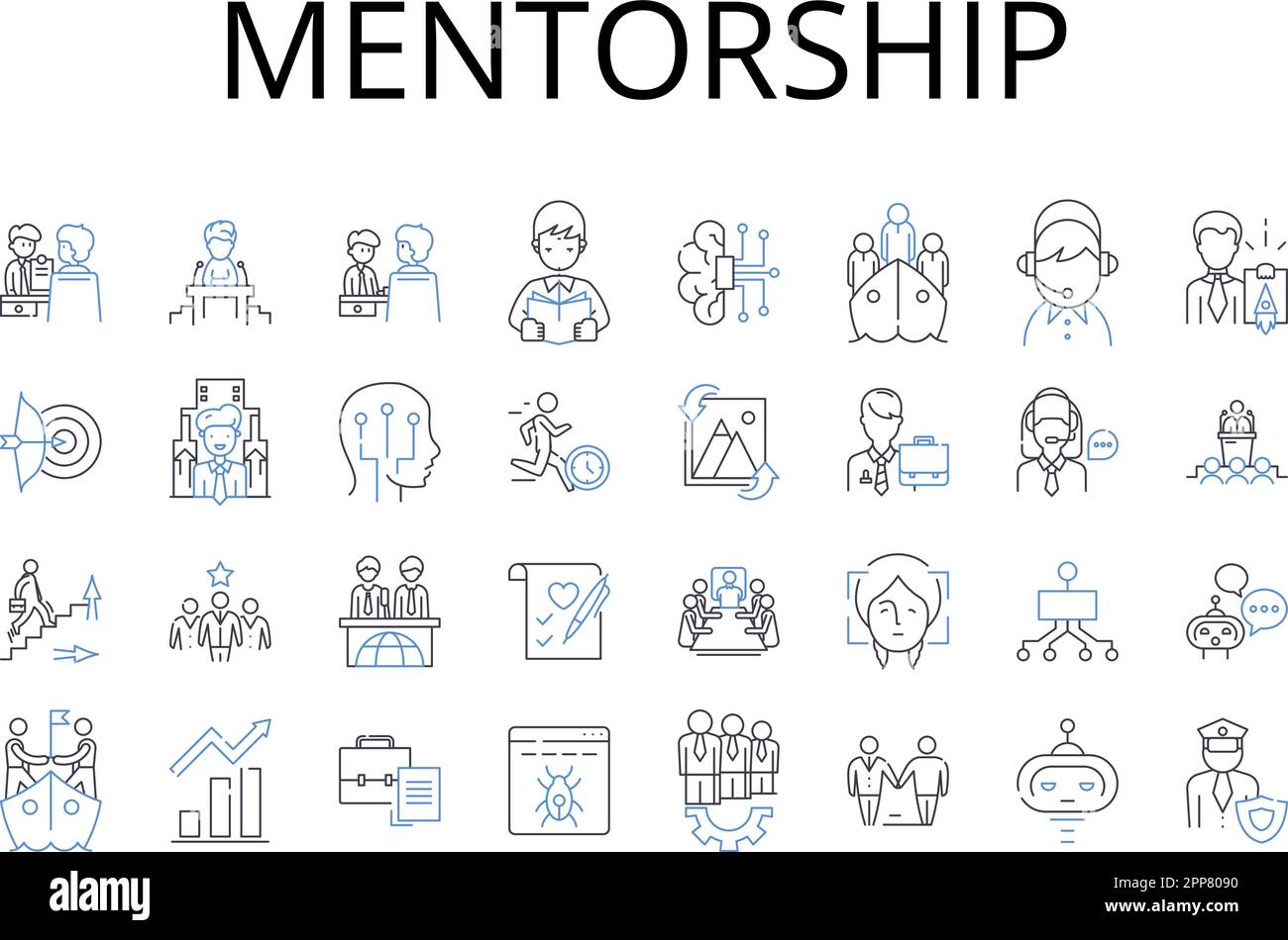 Mentorship Line Icons Collection Apprenticeship Coaching Guidance